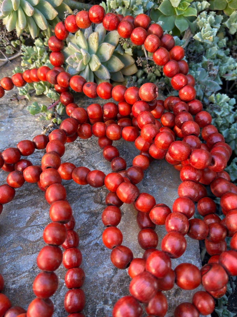 Cranberry Red Wood Beaded Garland - Etsy