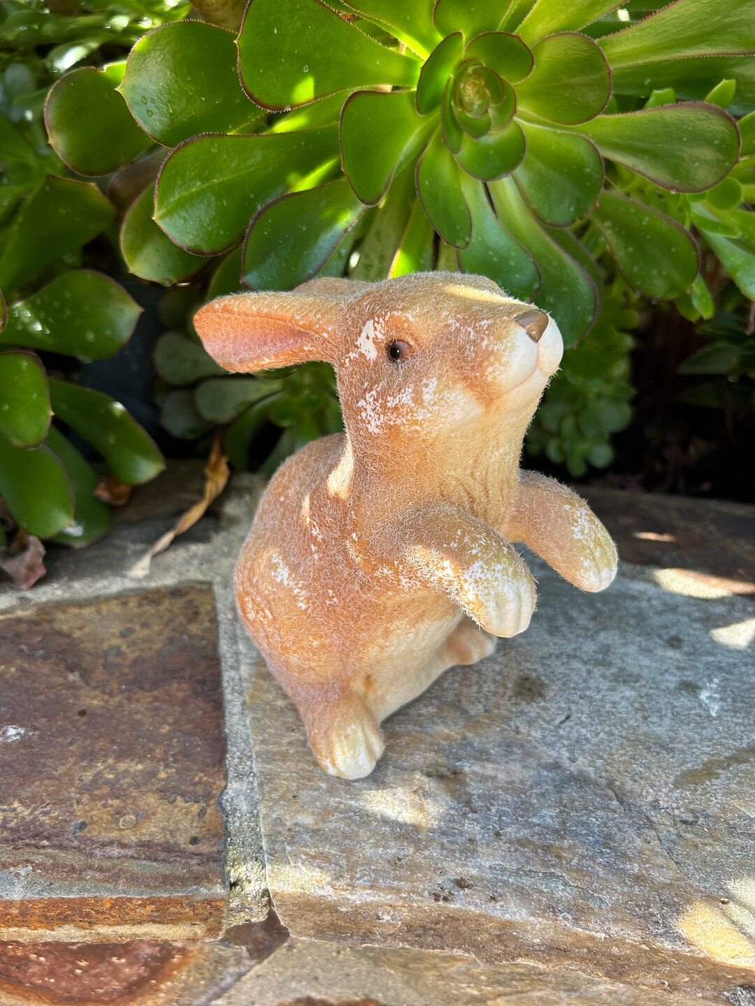 Vintage Standing Flocked Ceramic Rabbit - Etsy