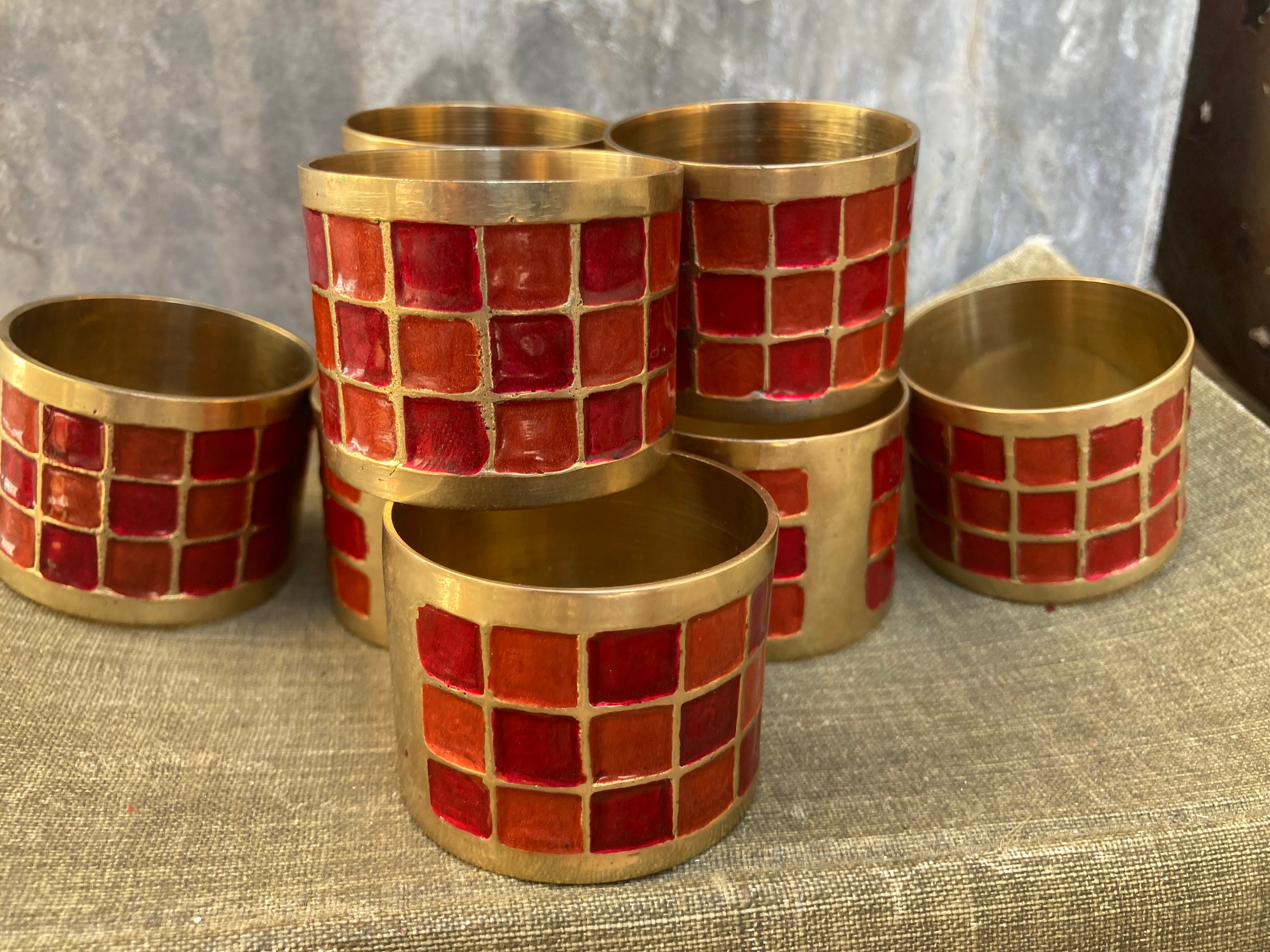 10 Red Enamel Metal Napkin Rings - Etsy