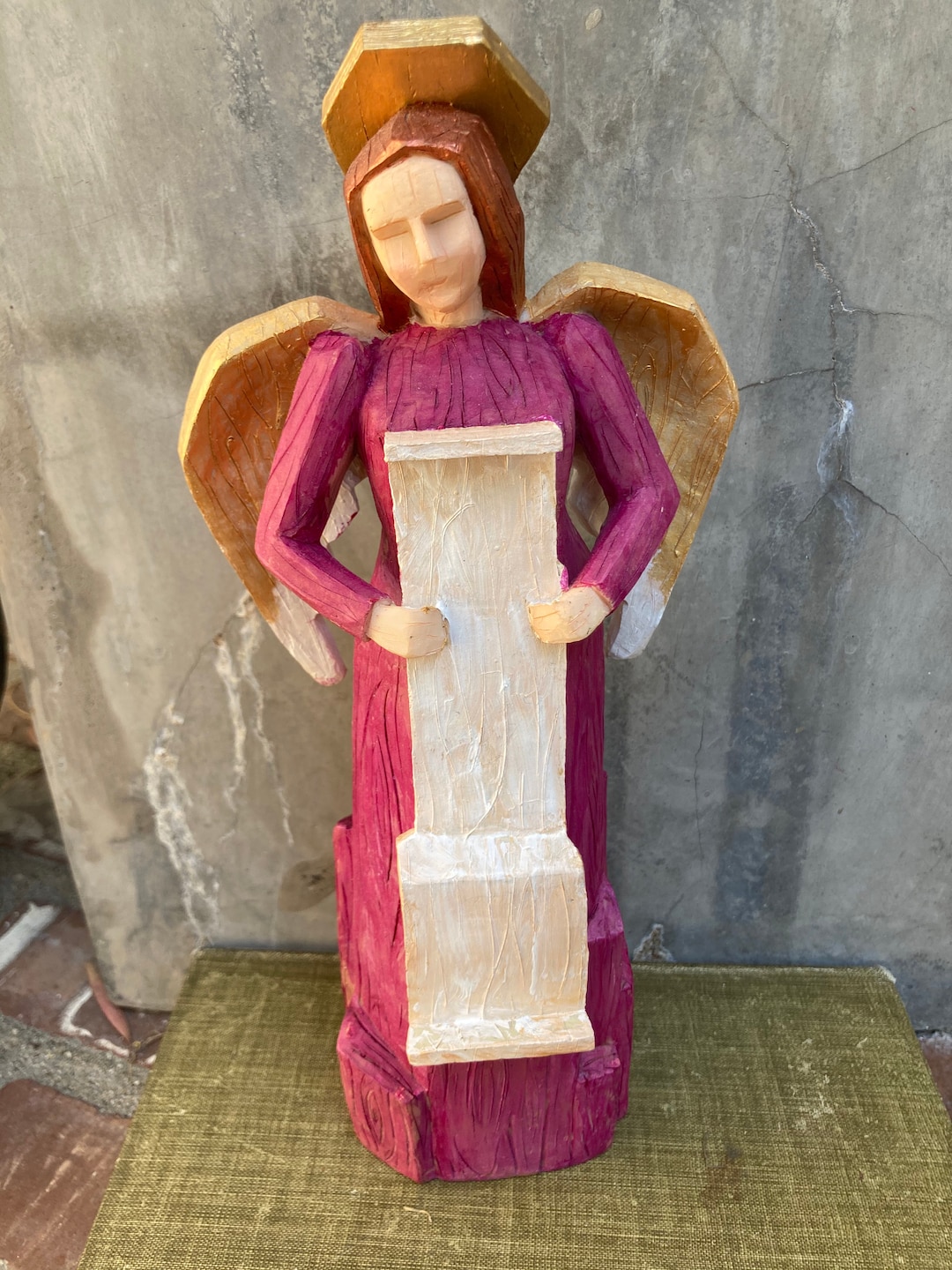 Hand Painted Decorative Angel Holding Scroll - Etsy