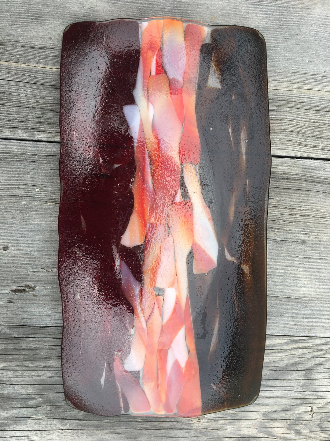 Red Decorative Glass Tray - Etsy