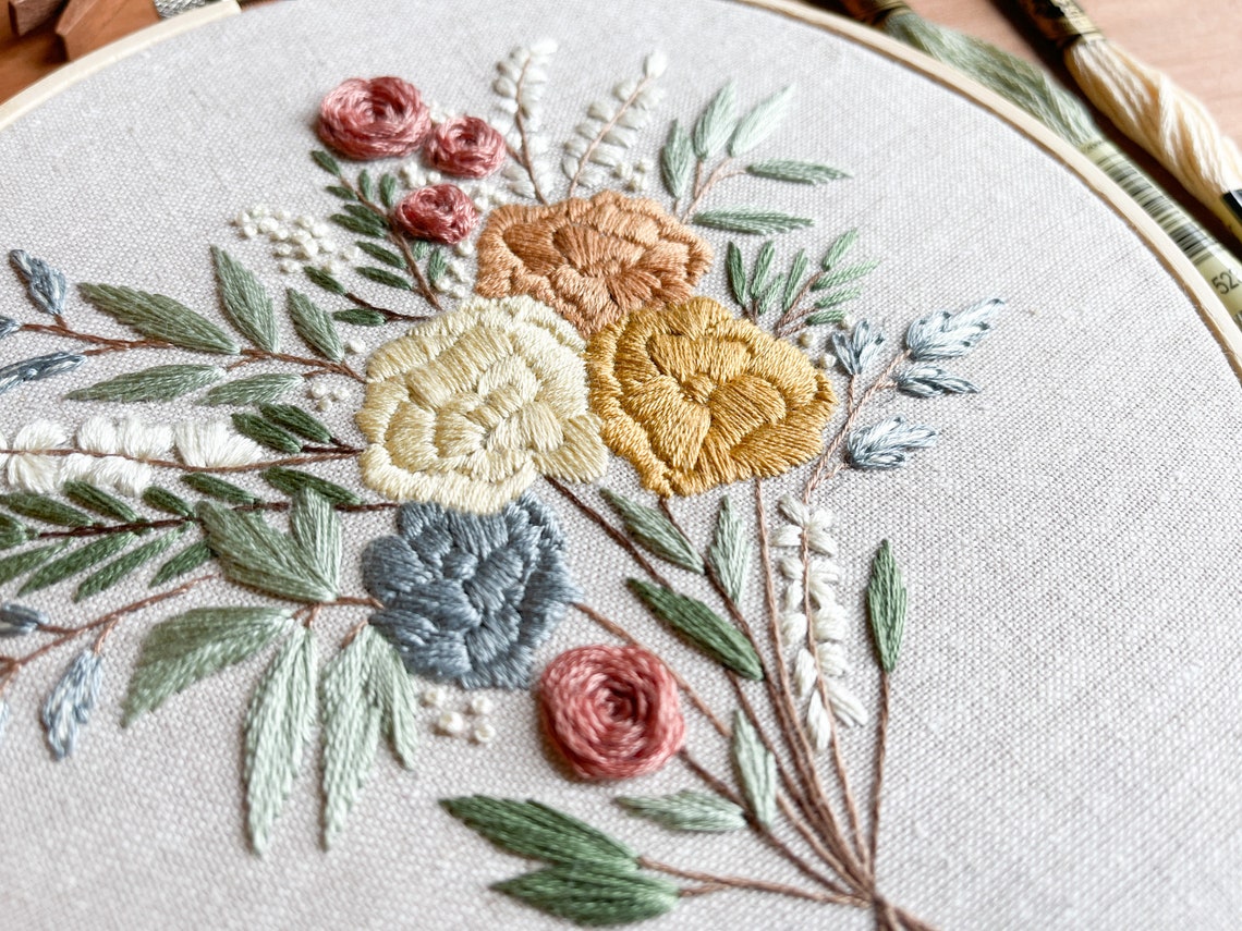 Spring Bouquet Embroidery Pattern, Printable Embroidery Pattern ...