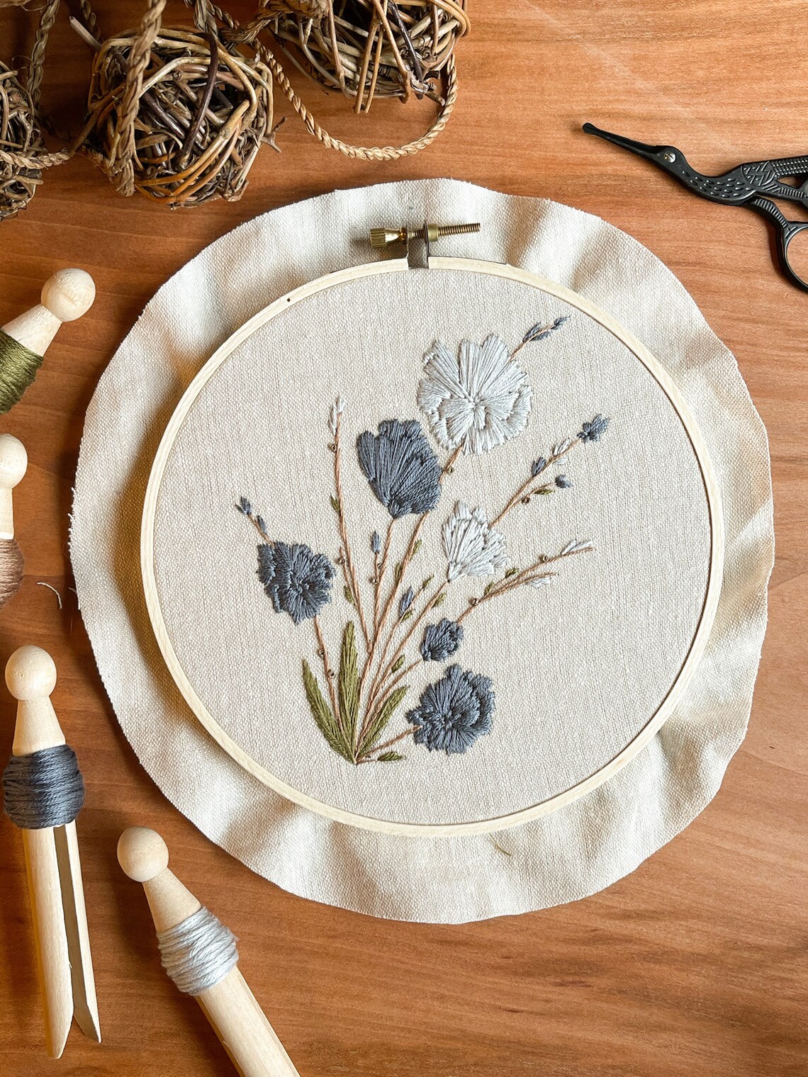 Floral Hand Embroidery Pattern for Beginners Botanical - Etsy