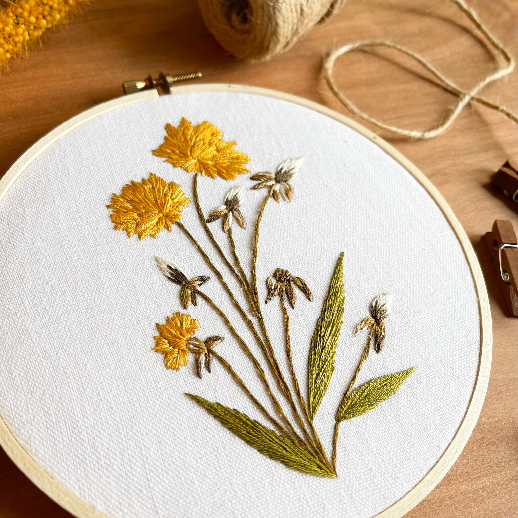 Dandelion Flower Embroidery Pattern, DIY Easy Embroidery Pattern With ...
