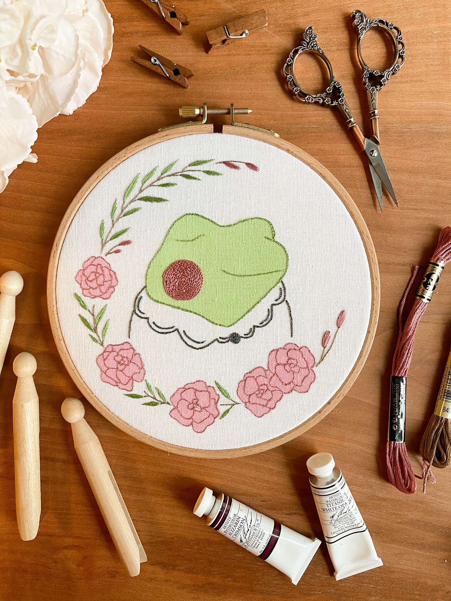 Cottagecore Frog Embroidery Pattern With Detailed Instructions and ...