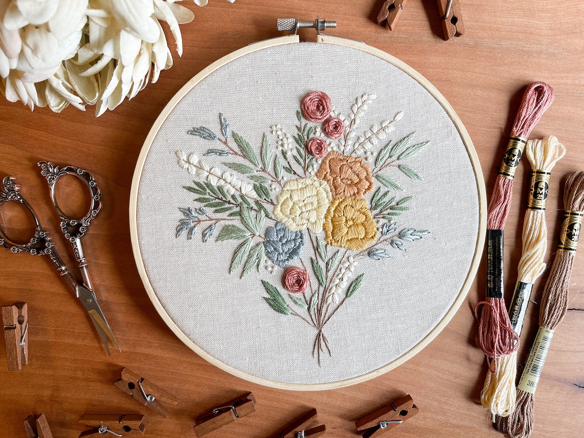 Spring Bouquet Embroidery Pattern, Printable Embroidery Pattern ...