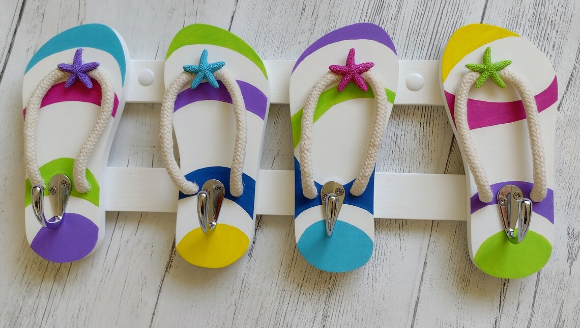 1960's Inspired Retro Design Flip Flops With Star Fish - Etsy