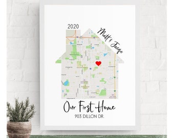 Our First Home Gift Custom Map Print for New Homeowner | Etsy