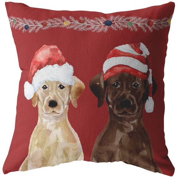 Chocolate Lab Christmas Pillow Yellow Labrador Gifts for the | Etsy