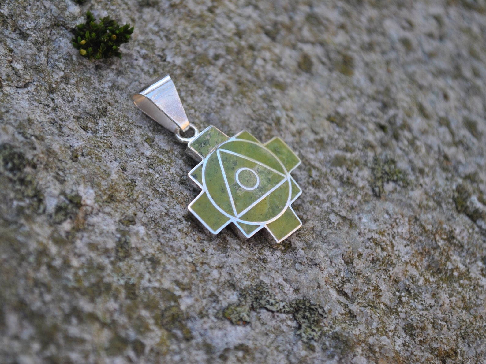 1 Serpentine Pendant 950 Silver Peruvian Chakana Inca Cross Geometry ...