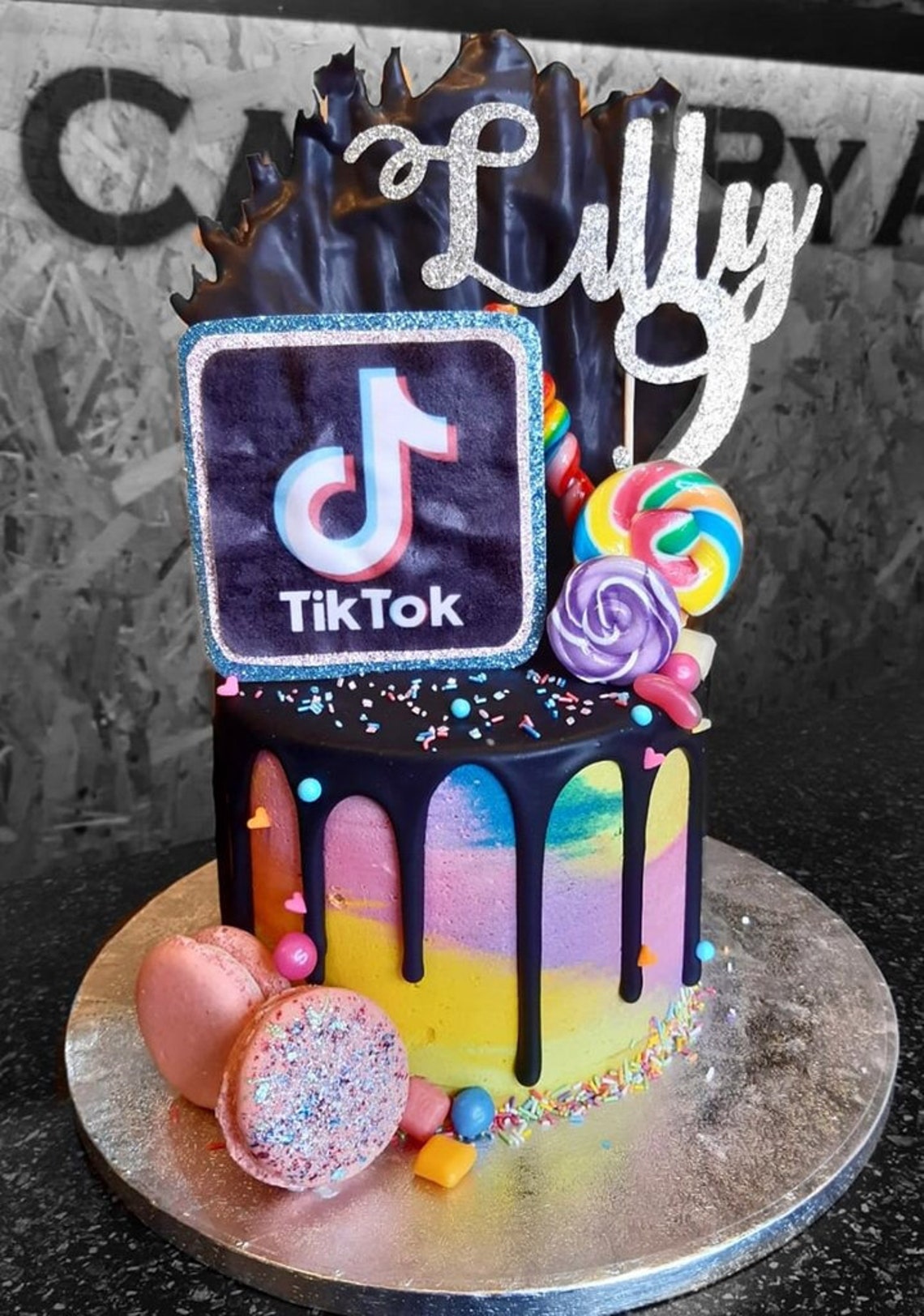 Edible TIK TOK Logo Banner 10x10cm and Lettering 3x9cm Rice Paper or ...