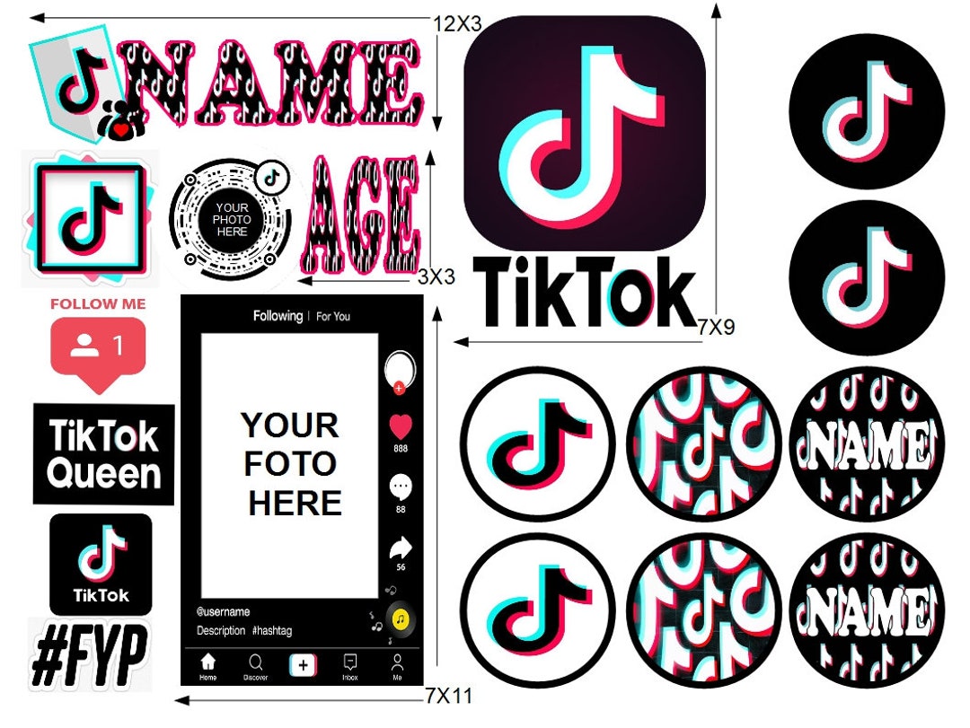 Edible TIK TOK Photo Frame Cake Kit Queen + Cupcakes + Banner Fast ...