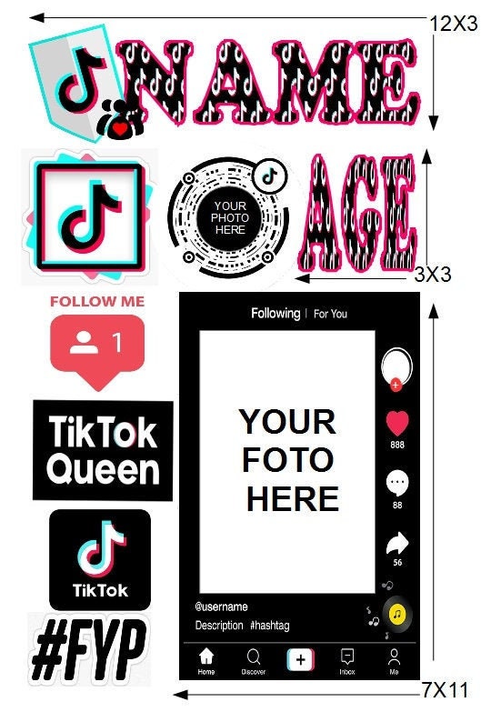 Edible TIK TOK Photo Frame Cake Kit Queen Cupcakes Banner | Etsy UK