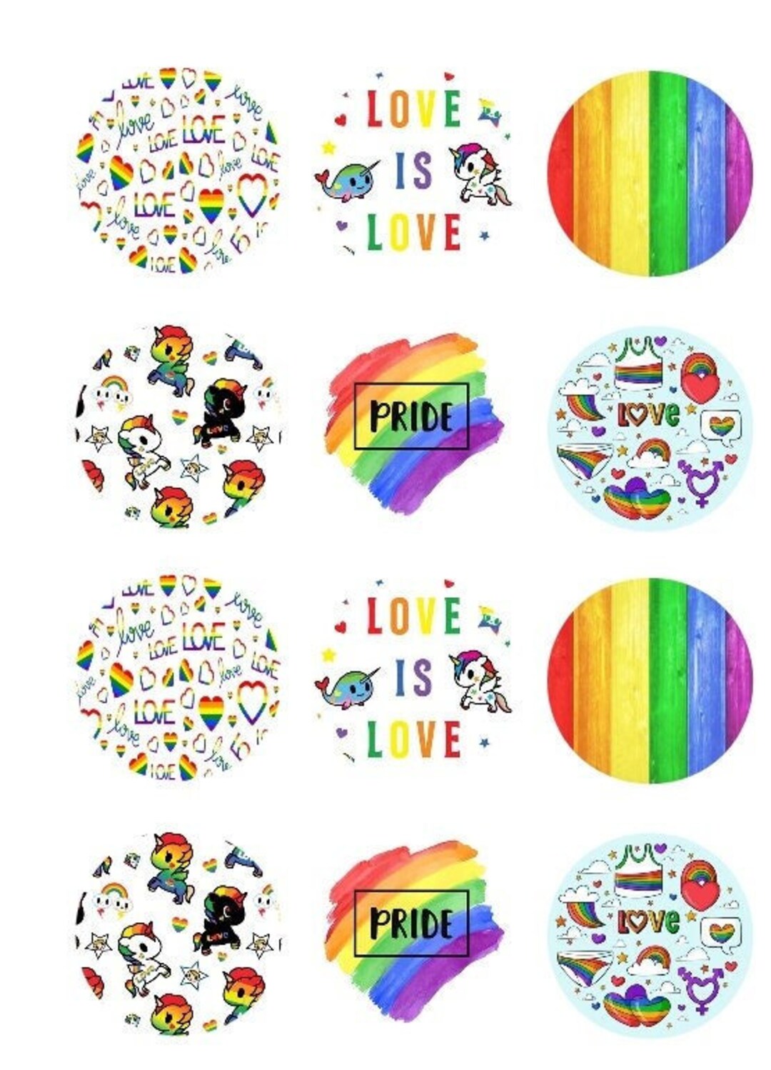 Pride Themed Gay Lgbtq Edible Cake Cupcakes Toppers Logos 12x - Etsy