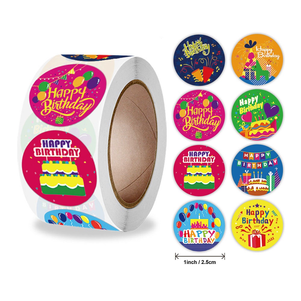 Happy Birthday Sticker Label Tag Customer Small Business Party ...