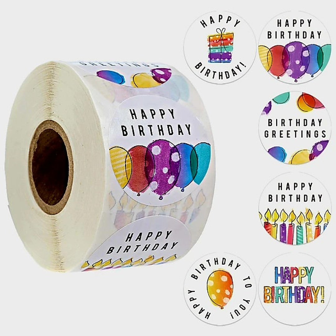 Happy Birthday Party Sticker Label Tag Customer Small Business Party ...