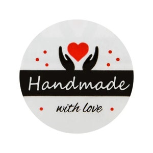 Handmade With Love Thank You Sticker Label Tag Customer Small Business ...