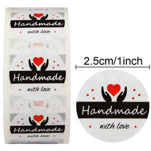 Handmade With Love Thank You Sticker Label Tag Customer Small Business ...