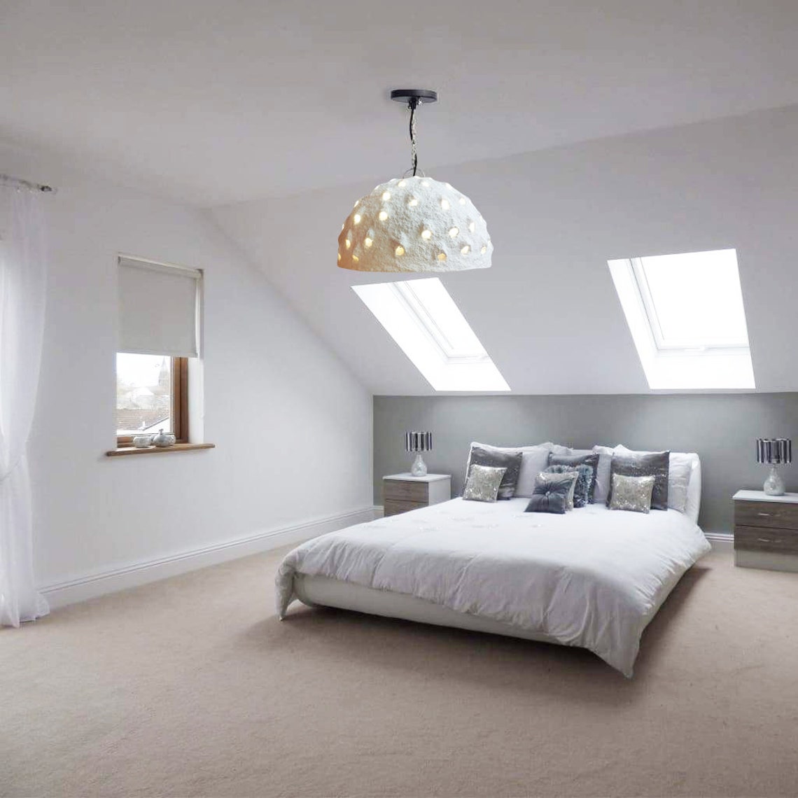 Art Deco White Pendant Lighting | White Modern Living Room Pendant ...