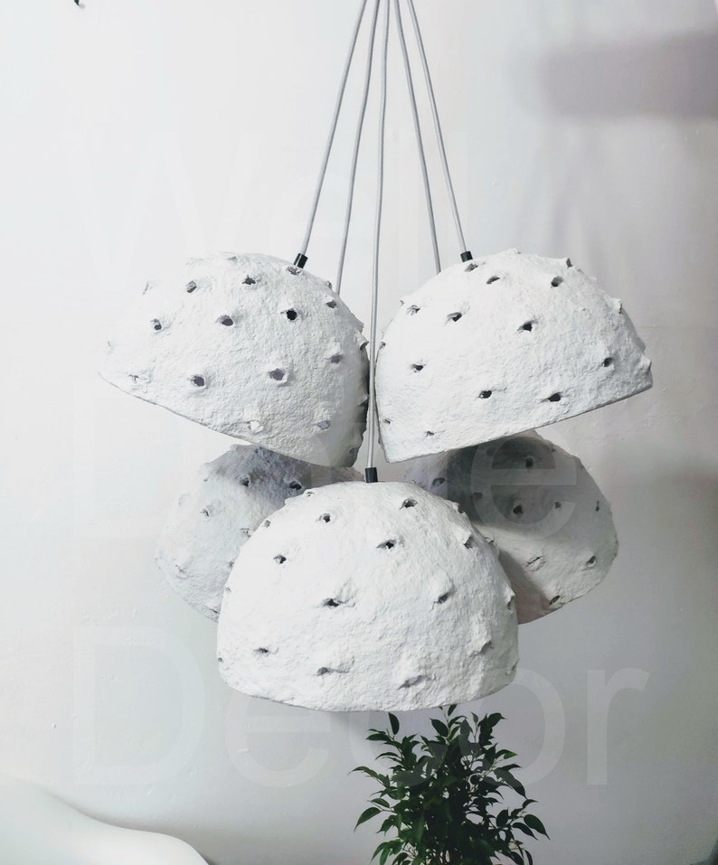 Ceiling Sputnik Lighting | 5 Pendant Paper Lamp Shades | Paper Mache ...