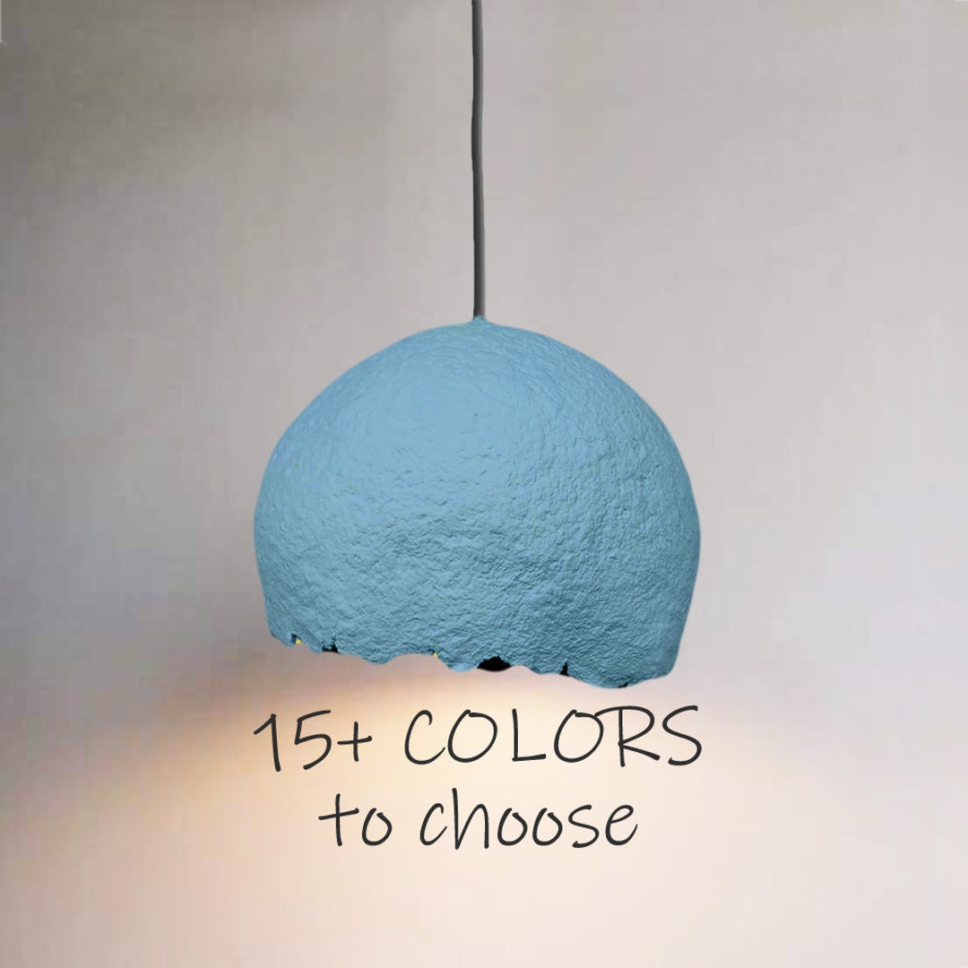 Modern Blue and White Lamp Shade | Paper Mache Ceiling Light ...