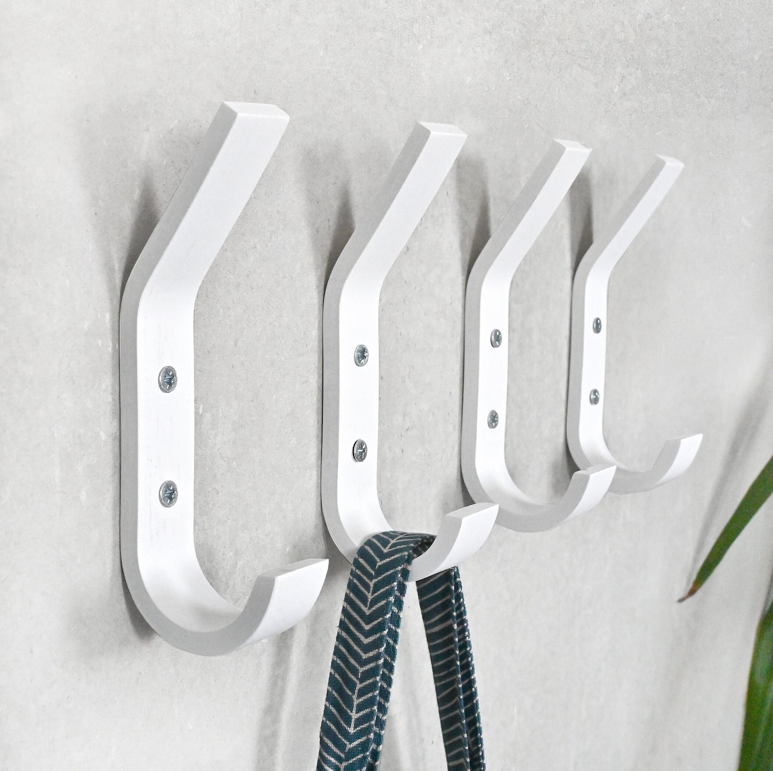 Set of 4 Wooden Mounted Single Wall Hooks for Storage Organisation in ...