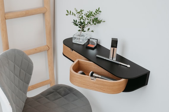 Floating Wall Make up Table Women Cosmetic Console Walk in Wardrobe Wall Shelf Wooden Make up Vanity Mounted Wall Drawer Shelves Etsy