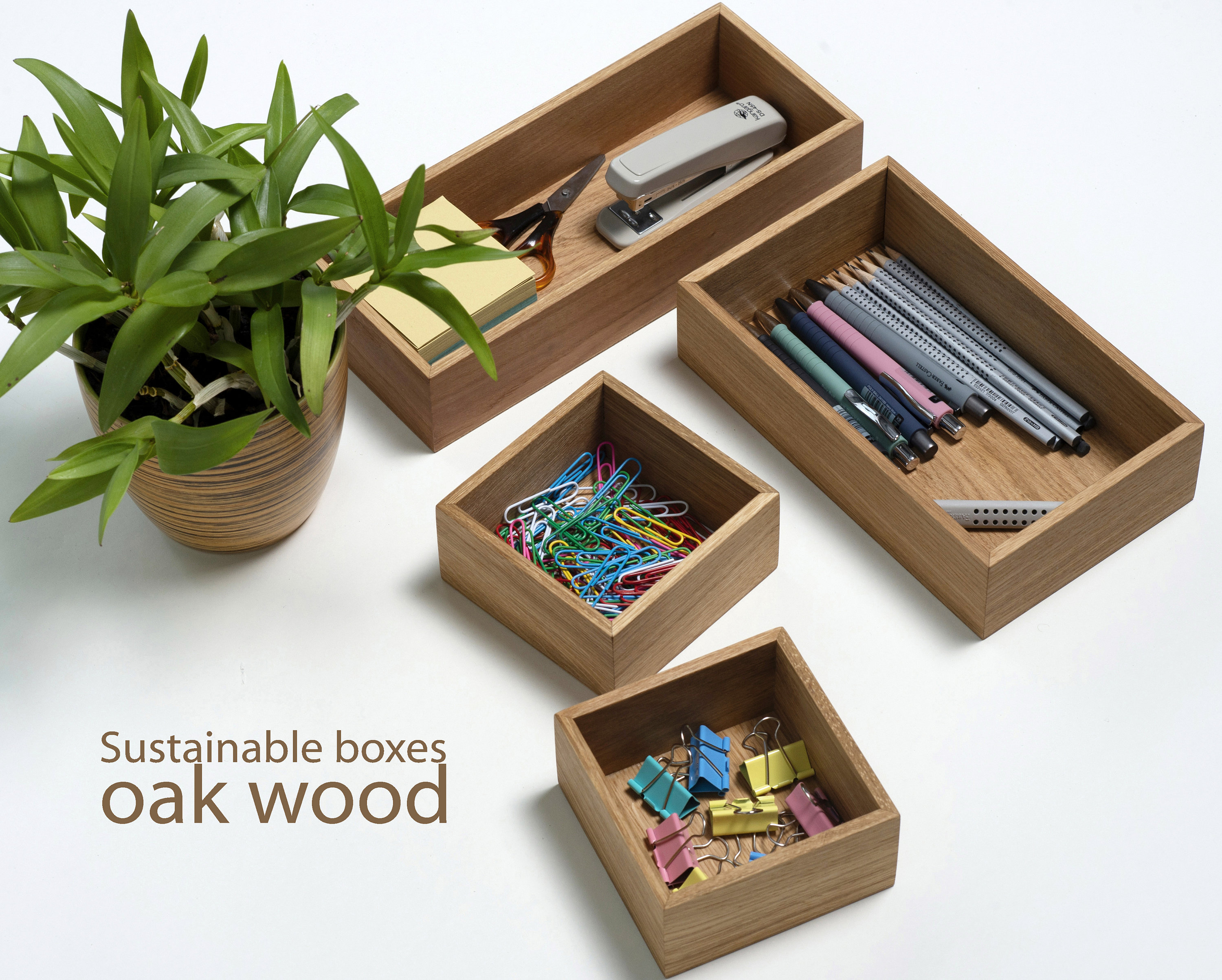 Sustainable Oak Wood Box Tray for Office Desk Drawer | Etsy