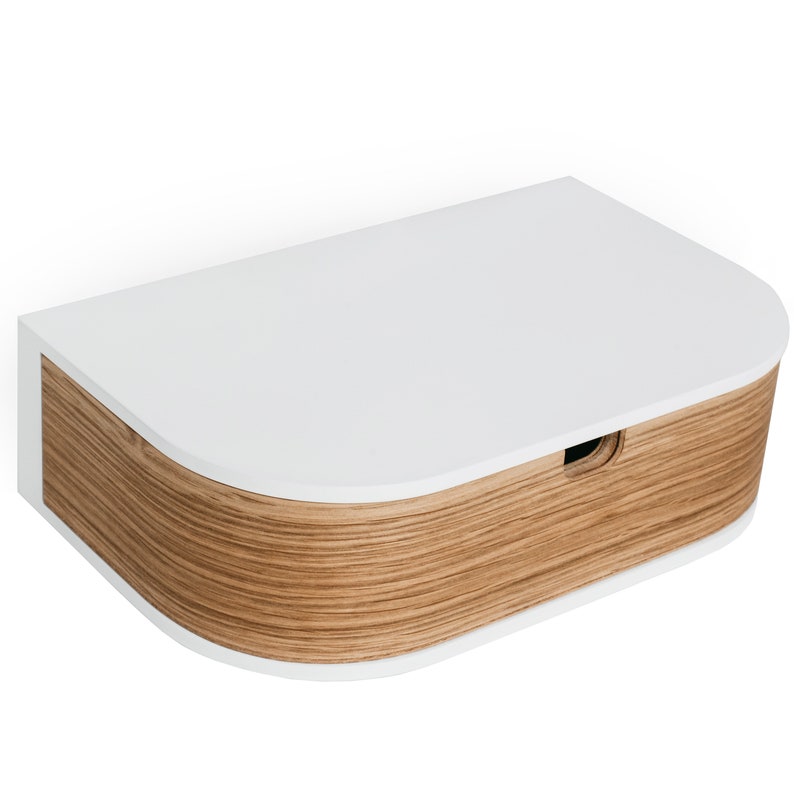 White Single Floating Wooden Bedside Table Shelf Drawer - Etsy
