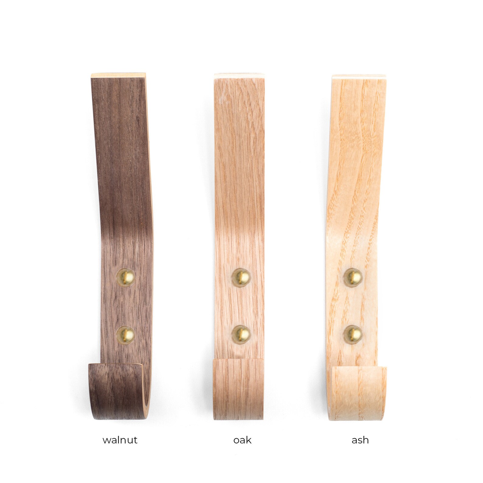 Set of 4 Wooden Mounted Single Wall Hooks for Storage - Etsy