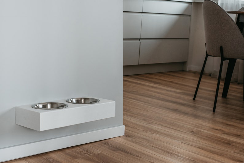 Floating Wooden Raised Food Stand Medium Dog Feeding Station - Etsy