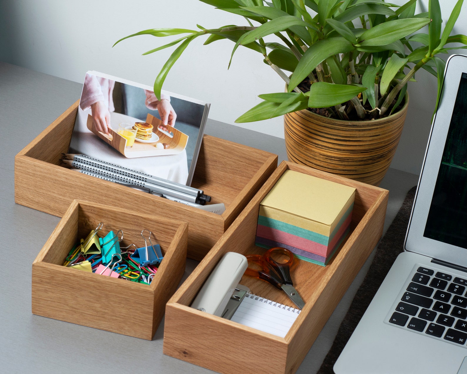 Sustainable Oak Wood Box Tray for Office Desk Drawer | Etsy