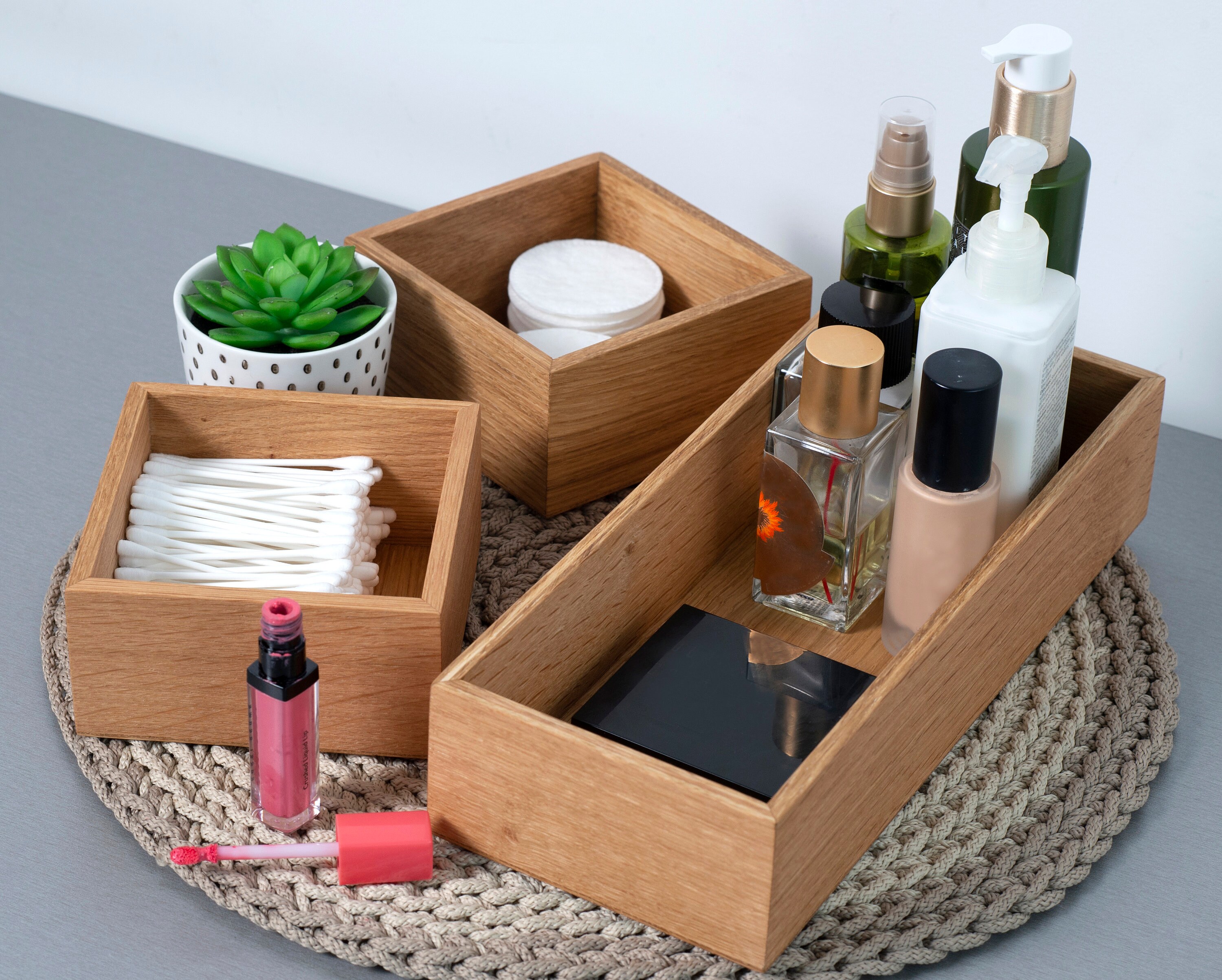 Sustainable Oak Wood Box Tray for Office Desk Drawer | Etsy