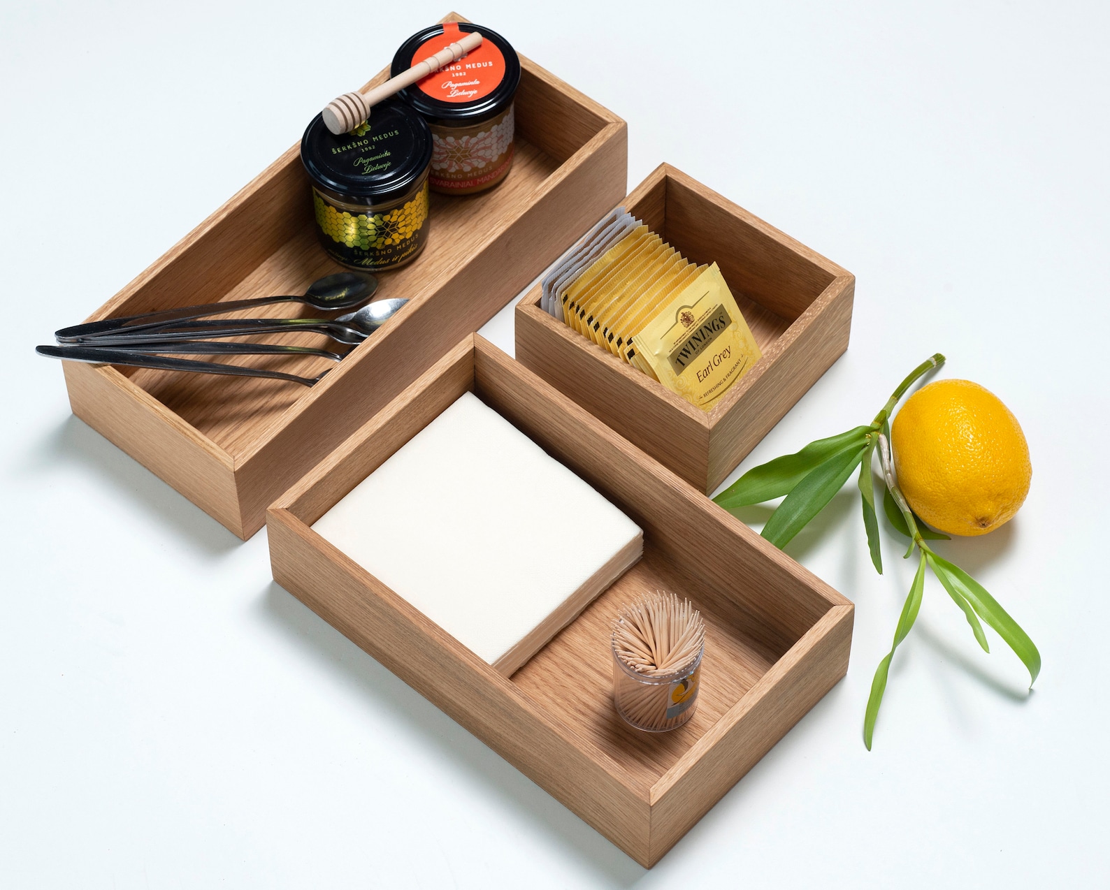 Sustainable Oak Wood Box Tray for Office Desk Drawer Organizer, Home ...