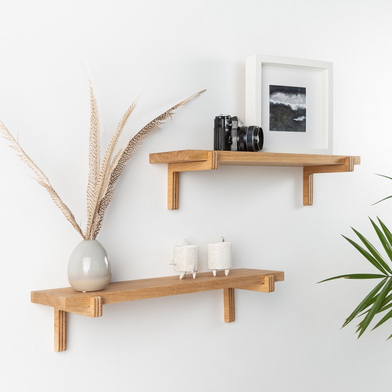 Floating Wall 2 Shelves Oak Minimalist Ledge Shelf for Home - Etsy