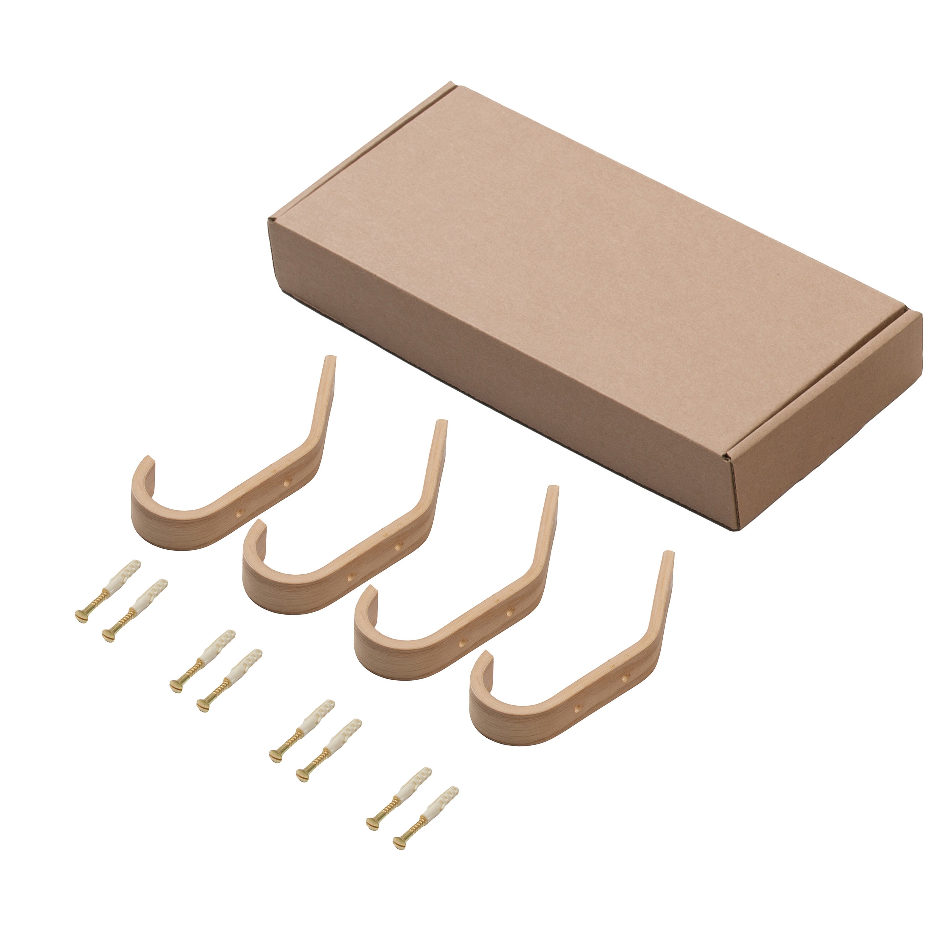 Set of 4 Wooden Mounted Single Wall Hooks for Storage - Etsy