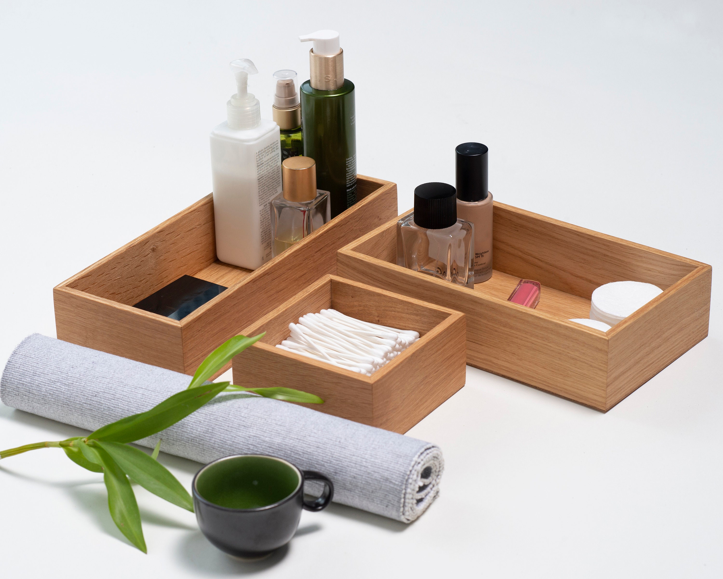 Sustainable Oak Wood Box Tray for Office Desk Drawer | Etsy