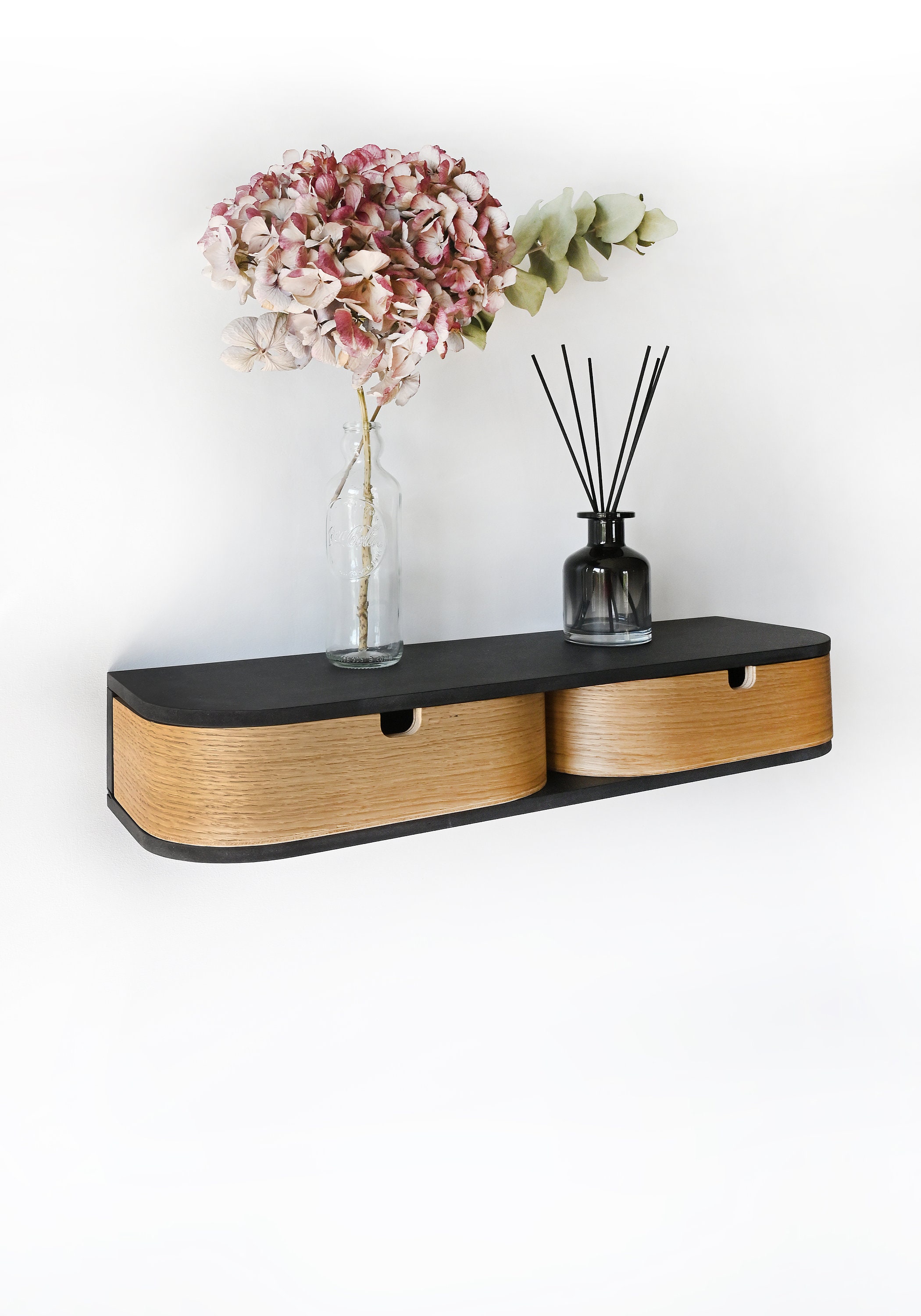 Single Floating Wooden Bedside Table Shelf Drawer, Floating Wall ...