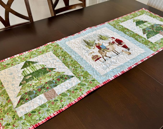 Handmade Christmas Table Runner • Riley Blake Santa’s Tree Farm ...