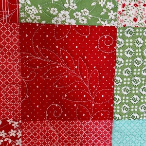 Handmade Patchwork Quilt - Heart Pattern in Vibrant Red, Green, Pink ...