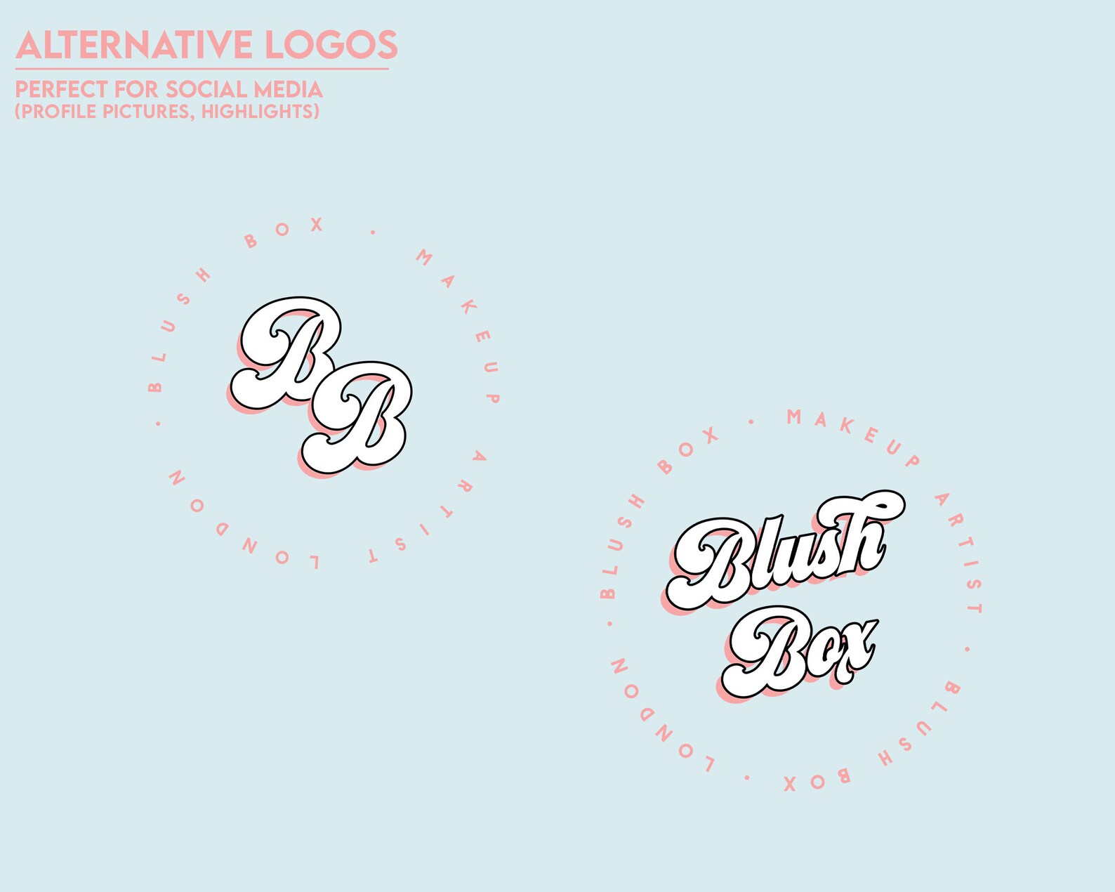 Baby Pink Blue Retro Logo Editable Logo Set Bohemian Beauty | Etsy