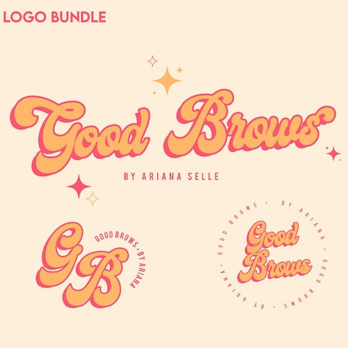 Retro Logo Design Funky Logo Set Beauty Logo Bundle Boho - Etsy