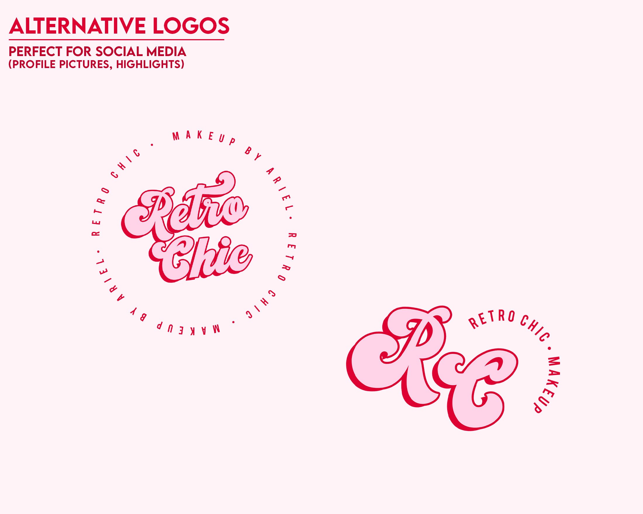 Pink Retro Logo Editable Funky Logo Set Bohemian Beauty Logo | Etsy
