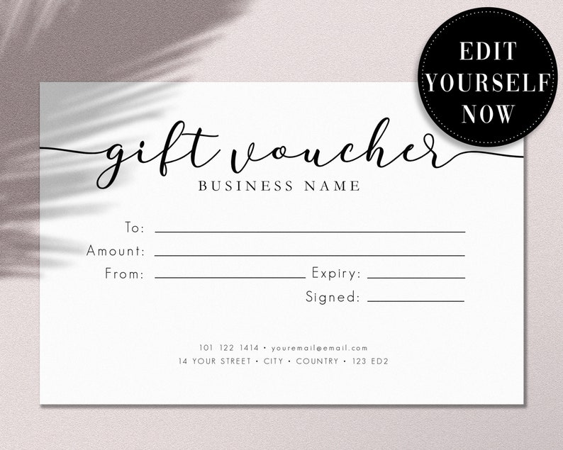 Printable Gift Voucher Certificate Card Editable Template Etsy UK