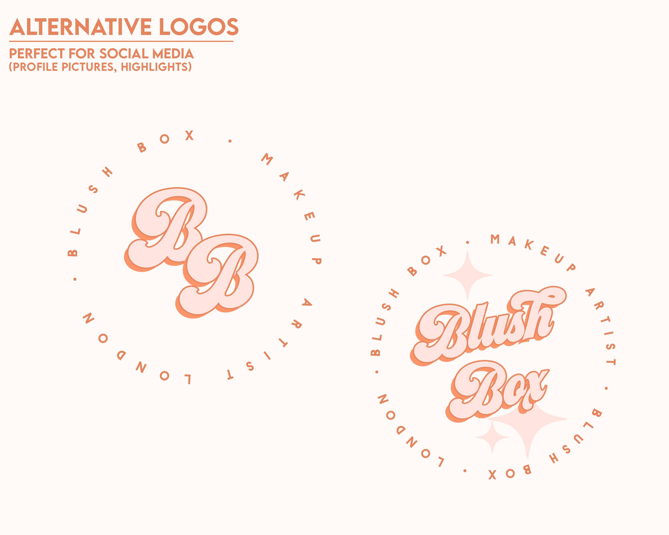 Peach Retro Logo Editable Boho Logo Set Bohemian Beauty Logo | Etsy