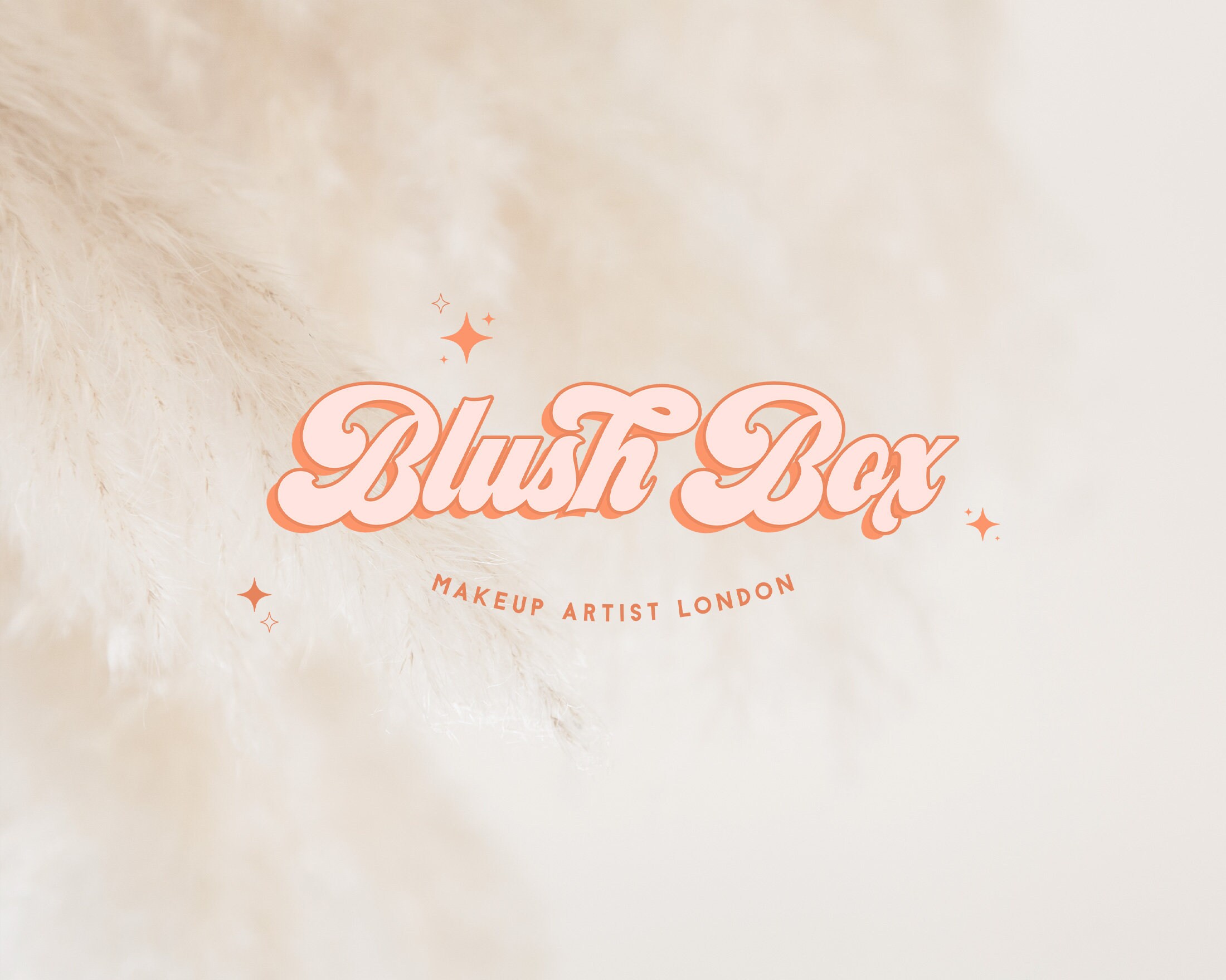 Peach Retro Logo Editable Boho Logo Set Bohemian Beauty Logo | Etsy