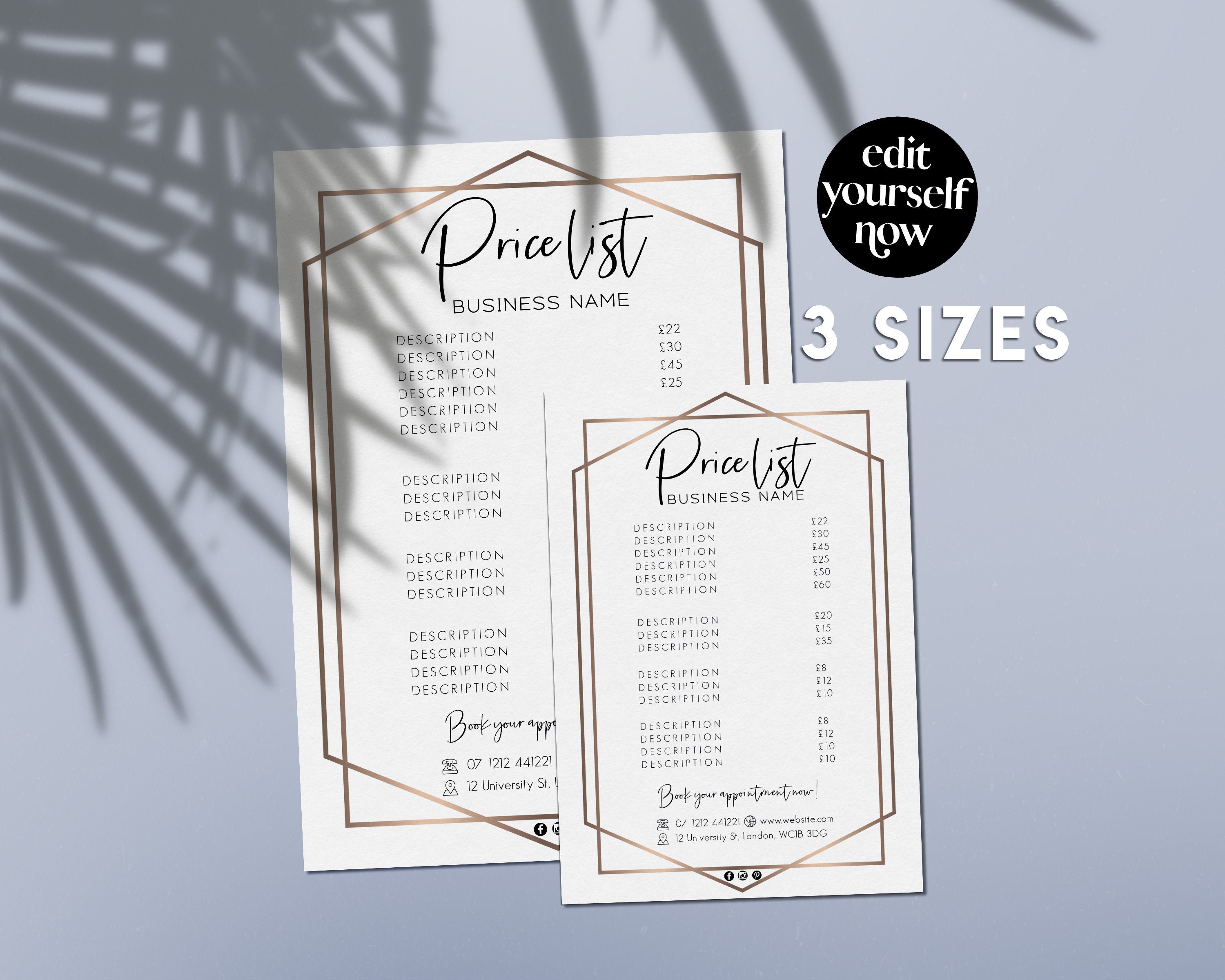 Templates DIY Editable Price List Template Stationery etna.com.pe