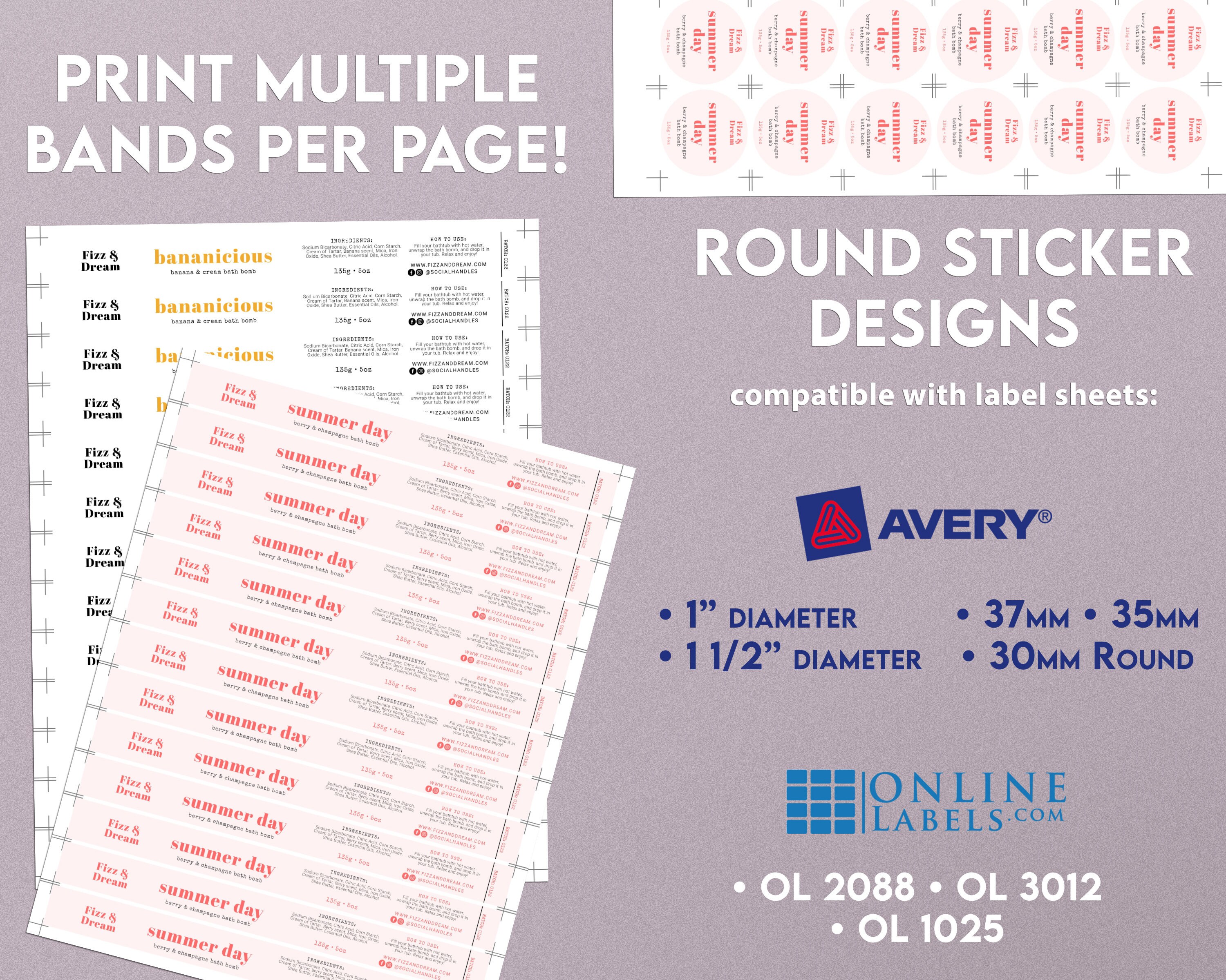 Belly Band Template Round Sticker Design Editable Bath Bomb - Etsy UK