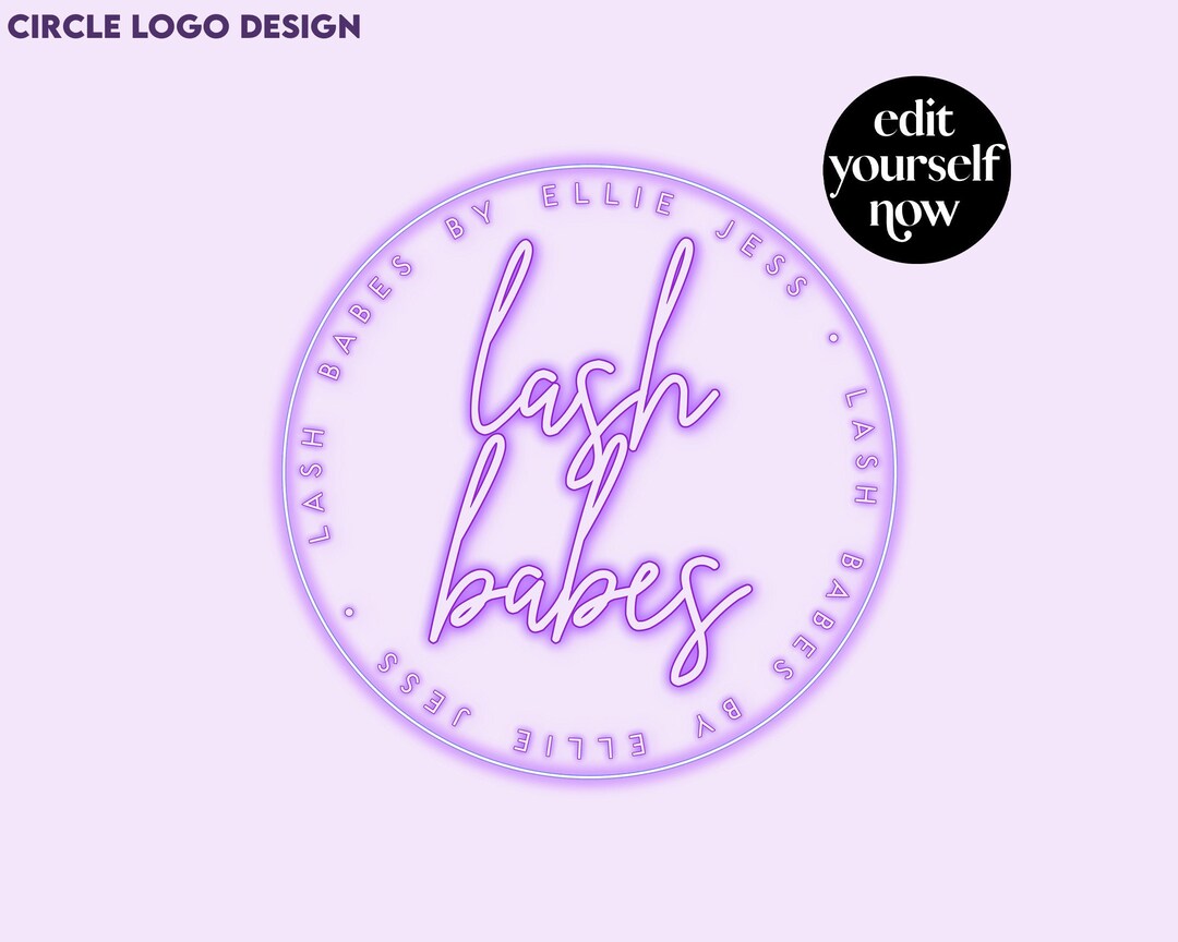 Purple Neon Logo, Beauty Logo Design, Watermark Logo, Premade Lash ...