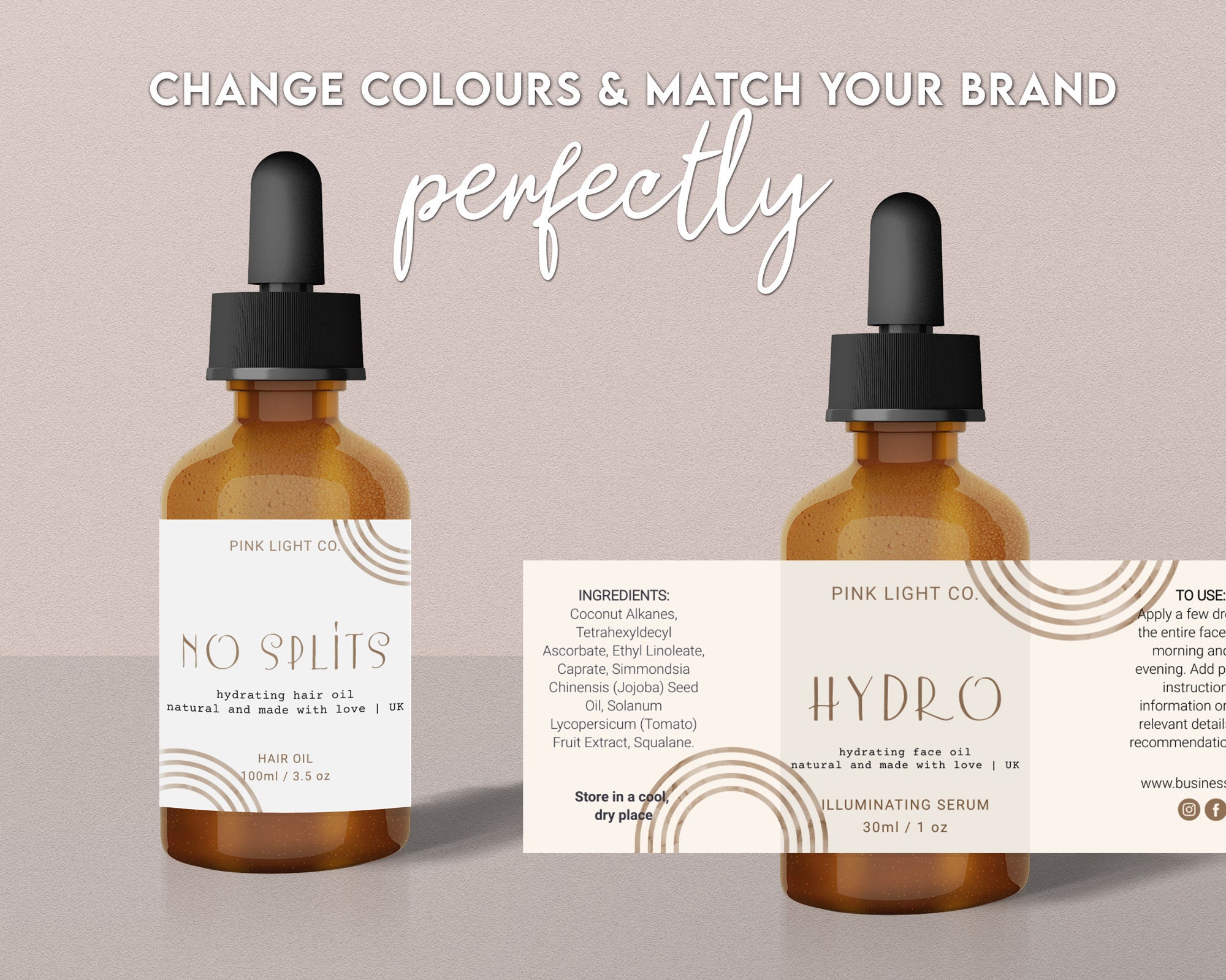 Boho Label Template Editable Product Sticker 1oz 2oz Bottle | Etsy